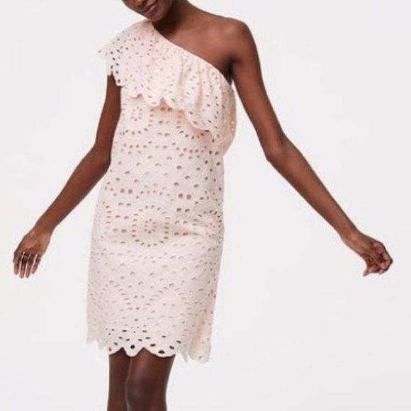 LOFT | Dresses | Nwt Loft Eyelet One Shoulder Statement Collar Dress In ...